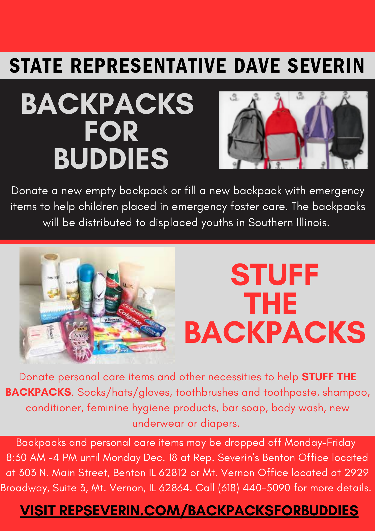 ‘Backpacks for Buddies’ and STUFF THE BACKPACKS Drives - Dave Severin